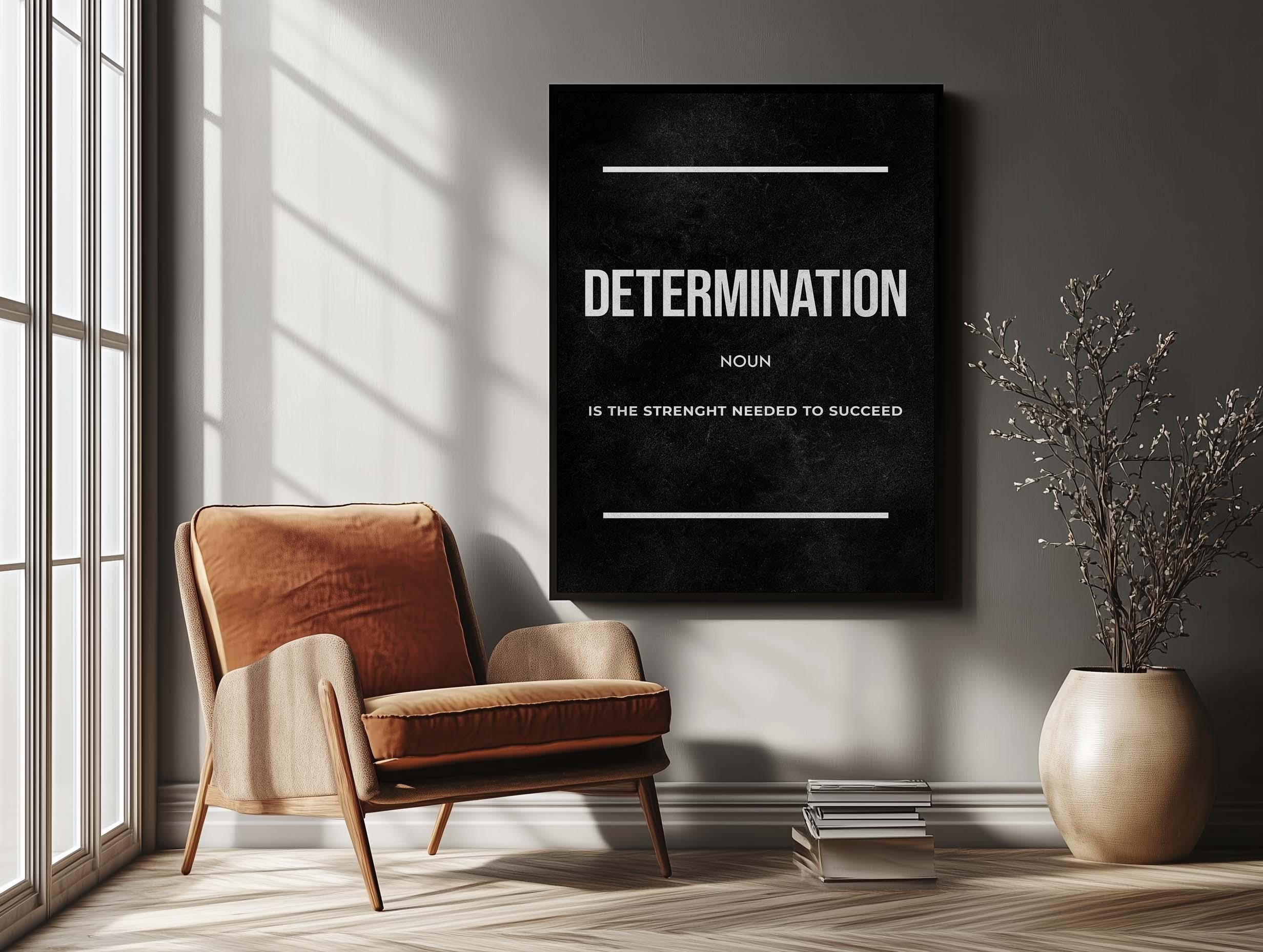 Determination Definition Wall Art Minimalist Motivational Poster Black ...