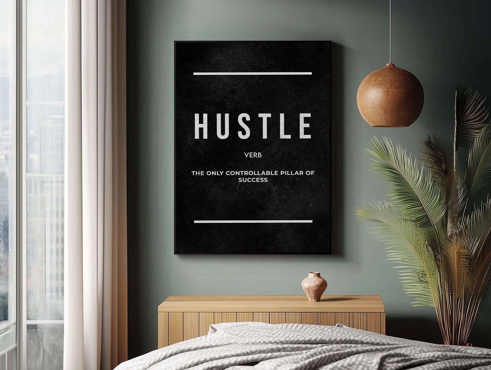 Hustle Definition Print: Motivational Black and White Typography ...