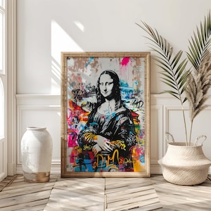 Graffiti Mona Lisa Wall Art Modern Street Art Poster Colorful Urban ...
