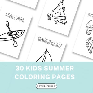 Kids Summer Coloring Pages Pool Beach Party Favor Kids Summer ...