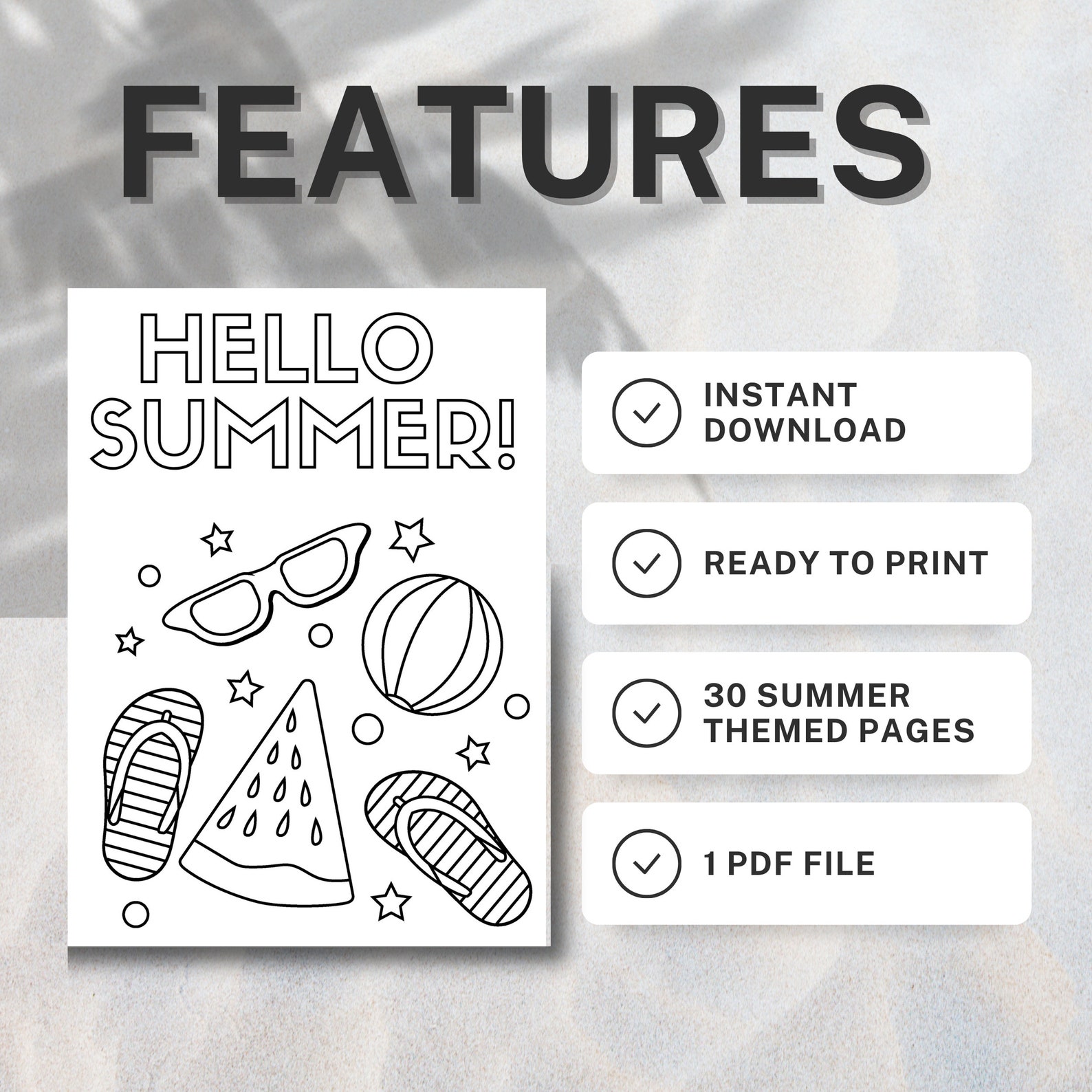 Kids Summer Coloring Pages Pool Beach Party Favor Kids Summer ...