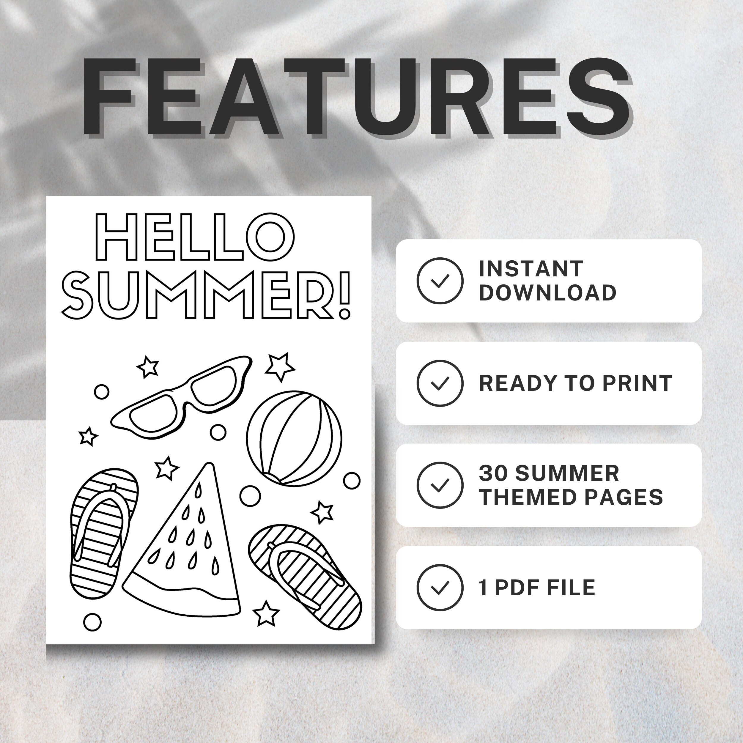 Kids Summer Coloring Pages Pool Beach Party Favor Kids Summer ...