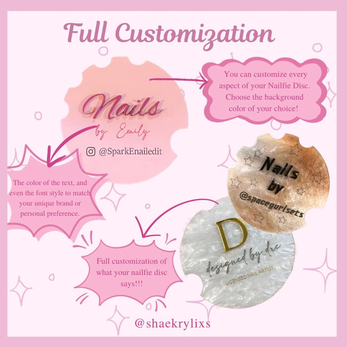 Personalized Nailfie Disc: Acrylic Photo Prop for Nail Artists - Etsy