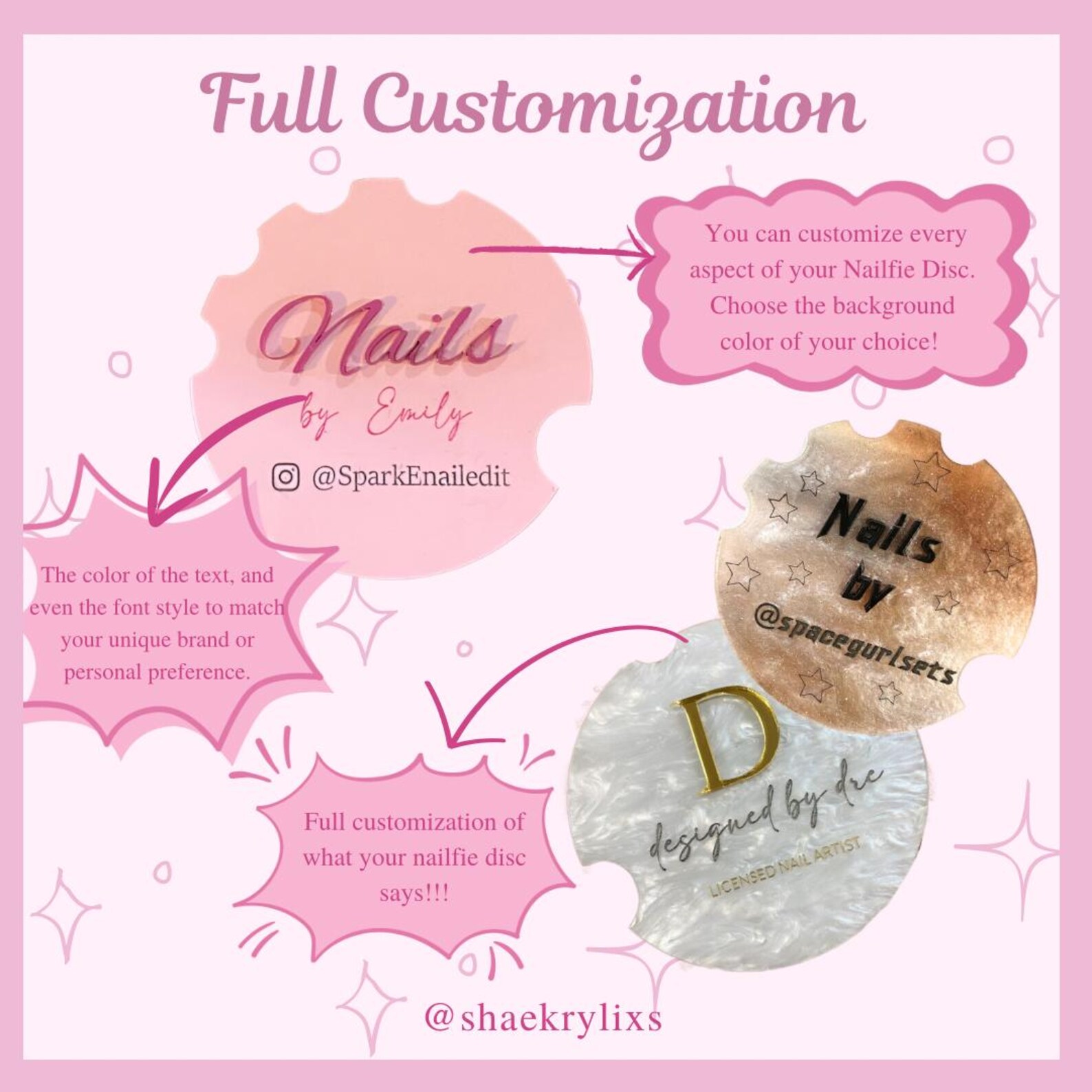 Personalized Nailfie Disc: Acrylic Photo Prop for Nail Artists - Etsy