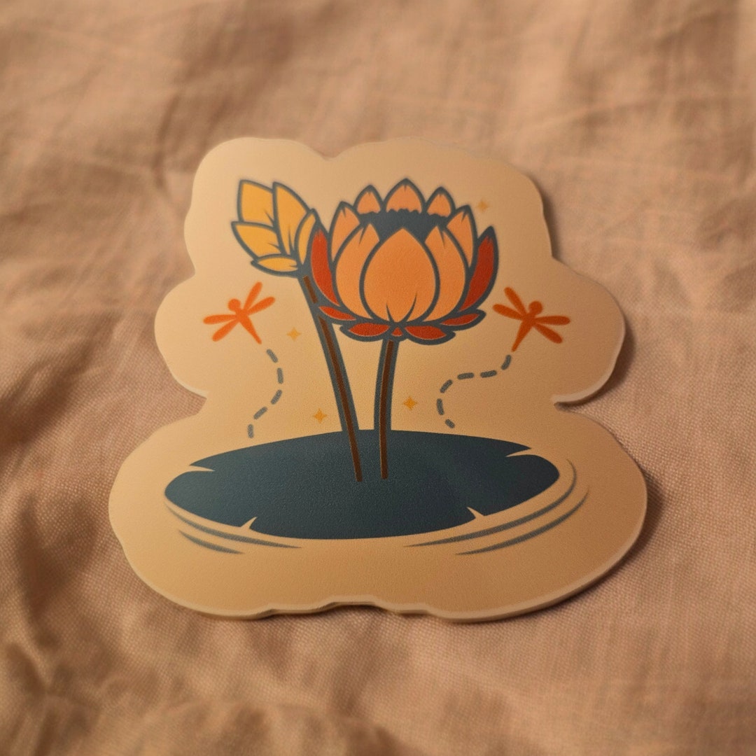 Sticker for Car Decal Water Lily Vintage Laptop Sticker Vinyl Flower ...