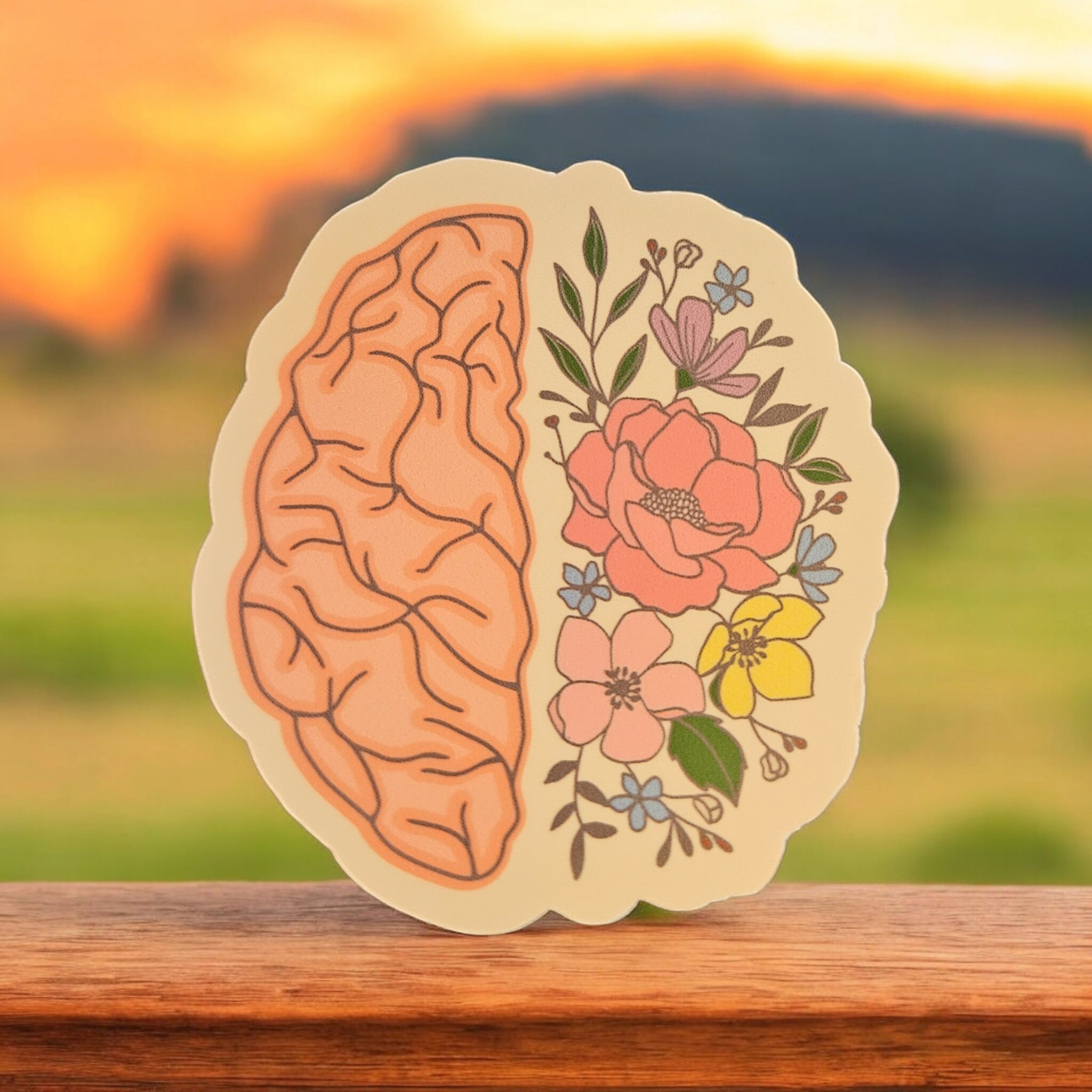 Sticker Brain With Flowers Sticker Laptop Flowers Sticker Brain Custom ...