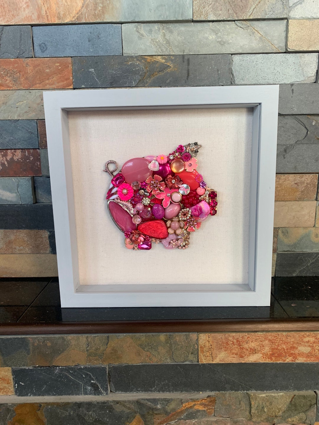 8x8 Framed Pink Pig- Shadowbox **READ DESCRIPTION** - Etsy
