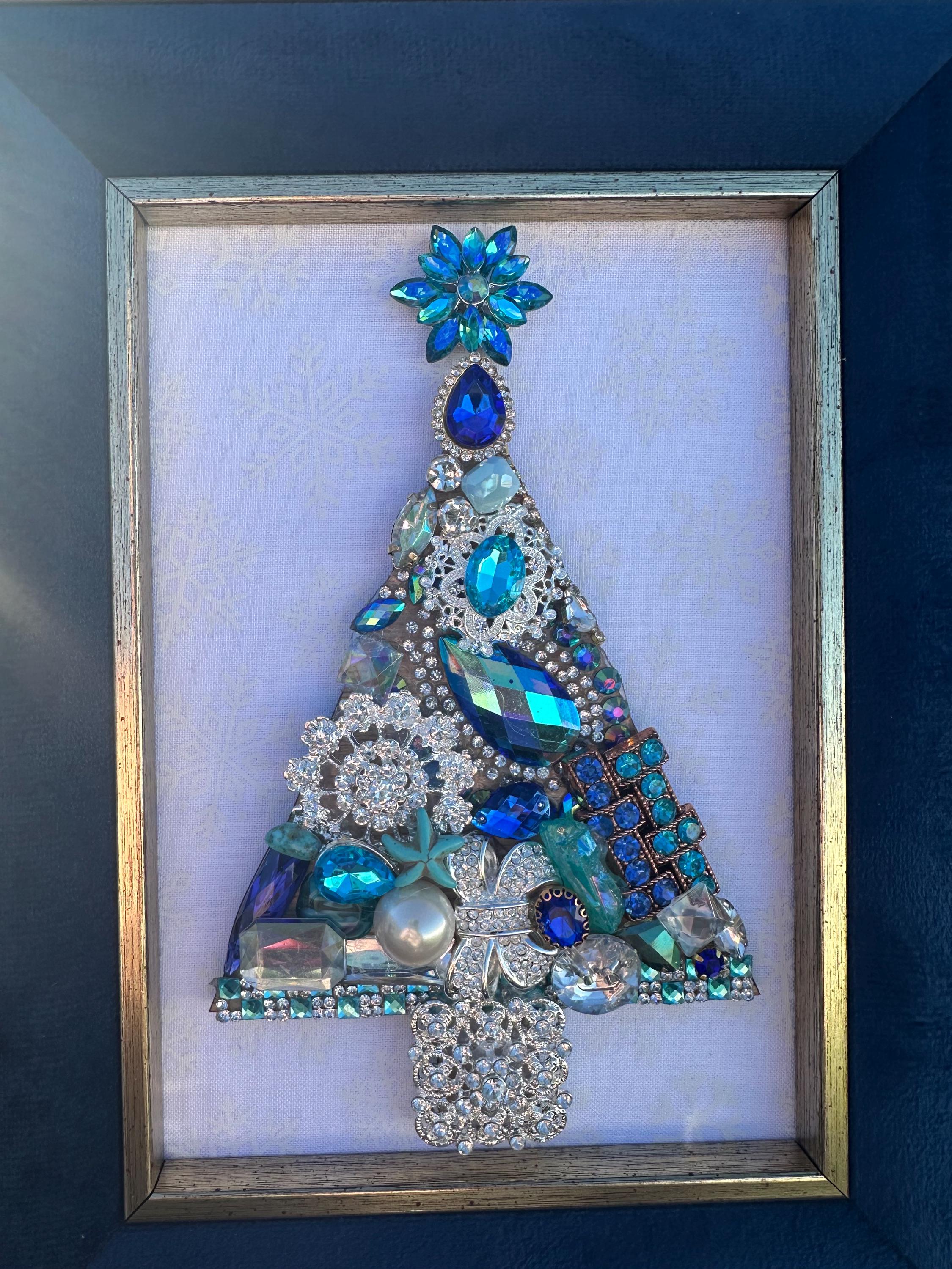 5x7 Framed Christmas Tree Jewelry Art **READ DESCRIPTION** - Etsy