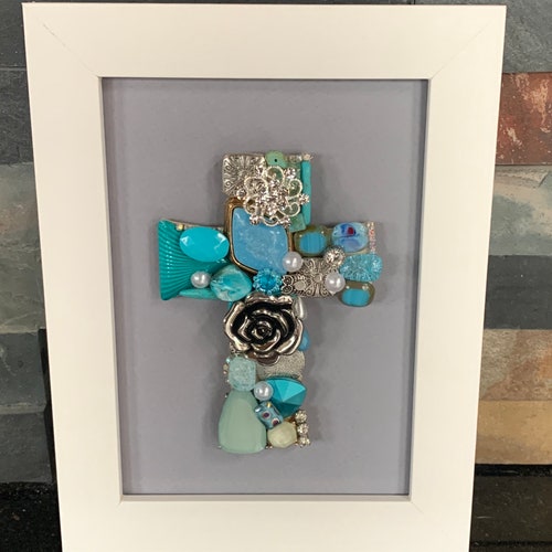5x7 Framed Jewelry Cross Jewelry Art - Etsy