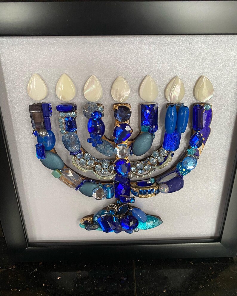 Upcycled Jewelry Art Menorah: Handmade Framed Art - Etsy
