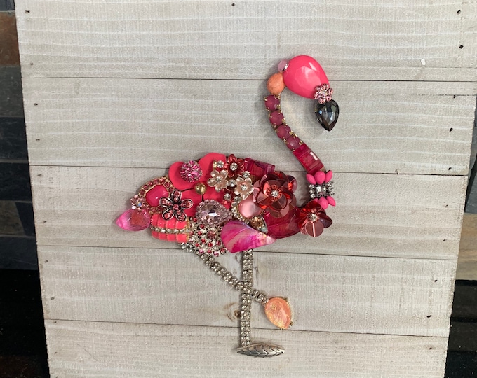 10x10 Flamingo Pallet Jewlery Art READ DESCRIPTION - Etsy