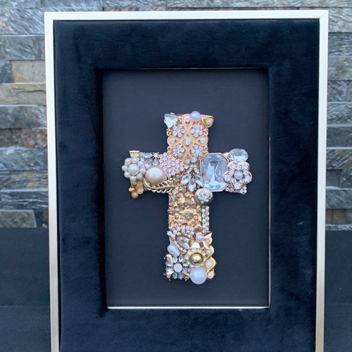 5x7 Framed Jewelry Cross Jewelry Art - Etsy