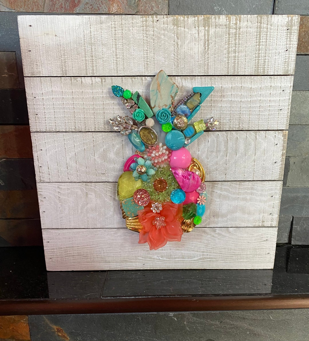 10x10 Whitewash Pallet - Pineapple Jewelry Art **READ DESCRIPTION** - Etsy