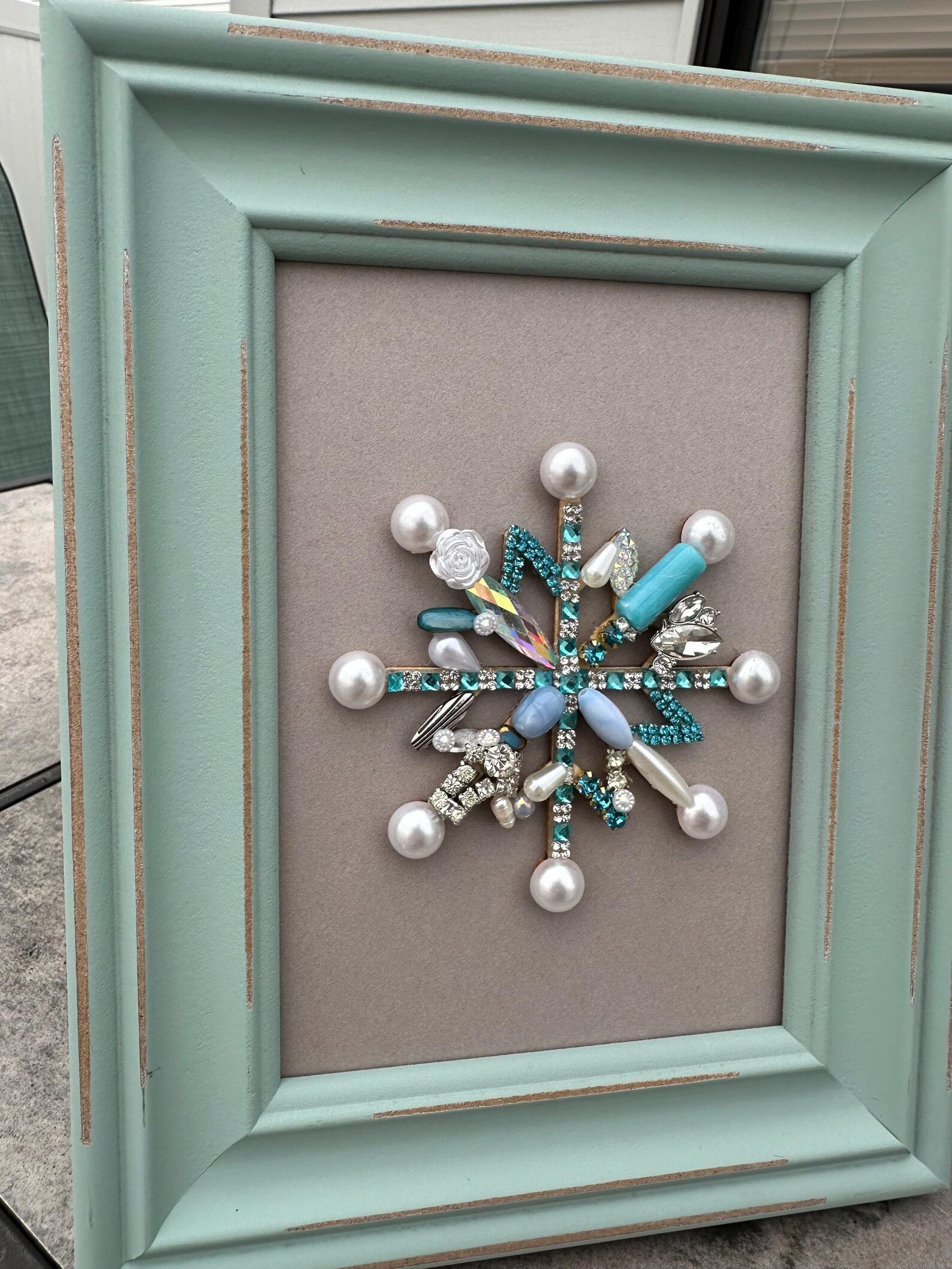 5x7 Framed Snowflake Jewelry Art **READ DESCRIPTION** - Etsy