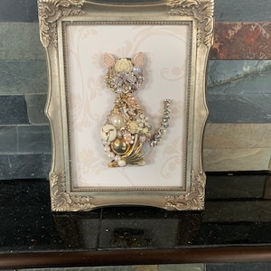 5x7 Gold & Pearl Cat - Etsy