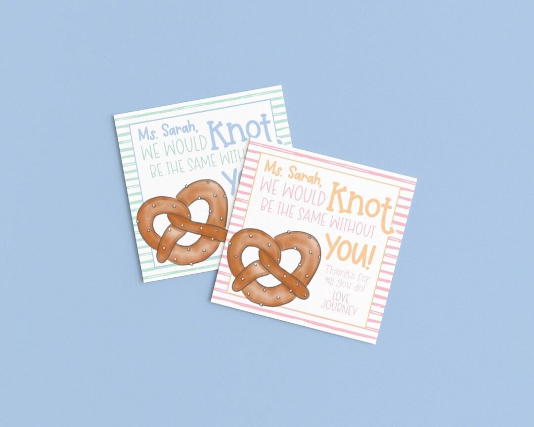 Pink Watercolor Tag Pretzel Design: Teacher Appreciation Gift, Girly ...