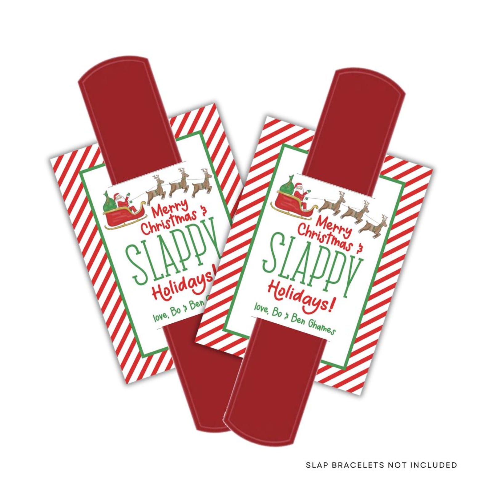 Personalized Printable Christmas Slap Bracelet Classroom Favor Gift ...