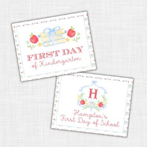 Watercolor Preppy First Day of School Sign Floral 1st Day of School ...