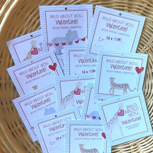 PRINTABLE Valentine's Day Classroom Favor Tag Wild About You Boy Animal ...