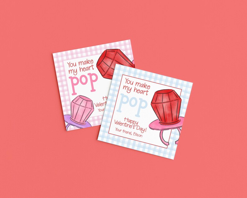 PRINTABLE Valentine's Day Classroom Favor Tag Ring Pop Valentine Gift ...