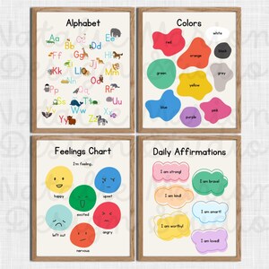 Educational Poster Set of 16 Montessori Classroom Decor Vibrant Rainbow ...
