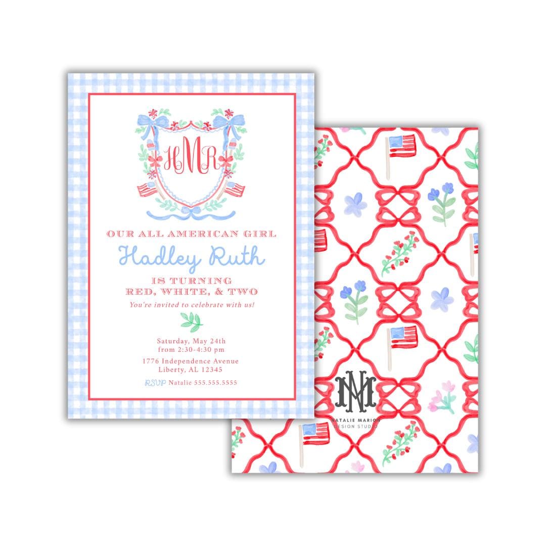 Personalized Patriotic All American Girl Birthday Blue and Red ...