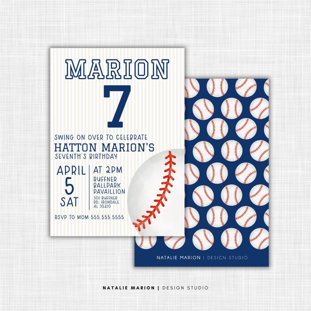 Personalized Baseball Theme Birthday Party Invite Printable Ballpark ...