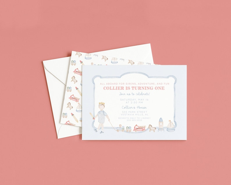 All Boy Vintage Toys Birthday Invitation, Personalized Party Invite ...