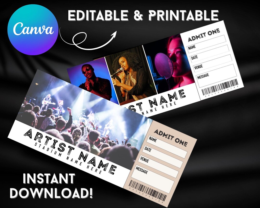 Editable Concert Ticket Canva Template, DIY Concert Ticket, Printable ...