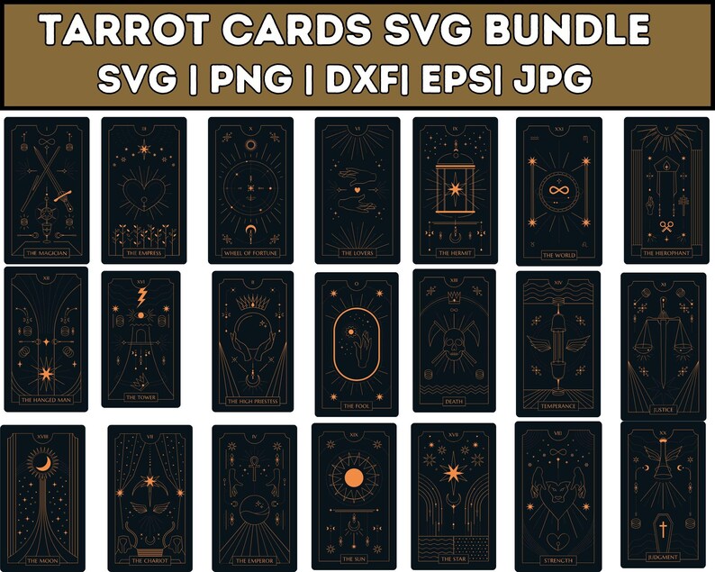 Tarot Cards Svg, Witch Tarot Svg, Major Arcana Svg, Celestial Tarot Svg ...