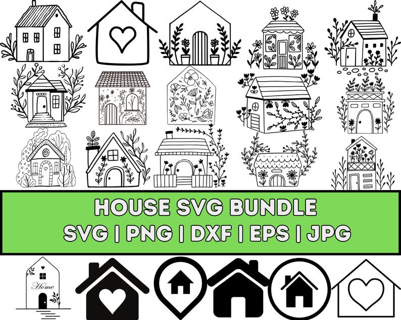 Little House Svg Bundle, Roof House Svg, Floral House SVG, Tiny House ...