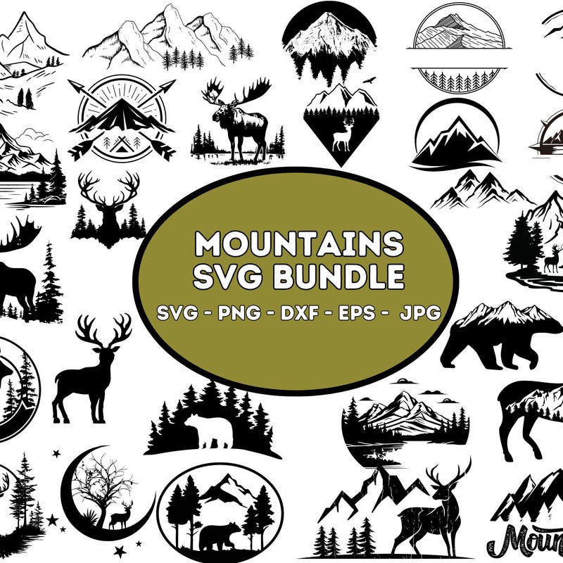 Mountains With Trees Svg - Etsy