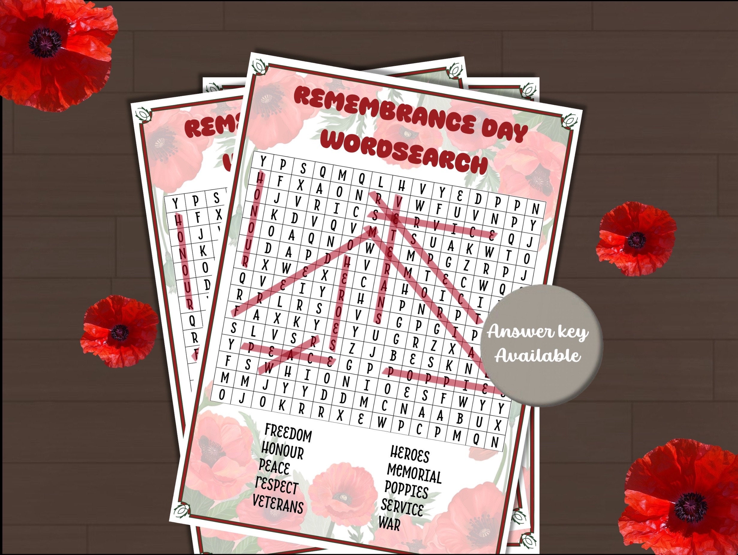 Remembrance Day Printable Word Search Printable Veterans Activity ...