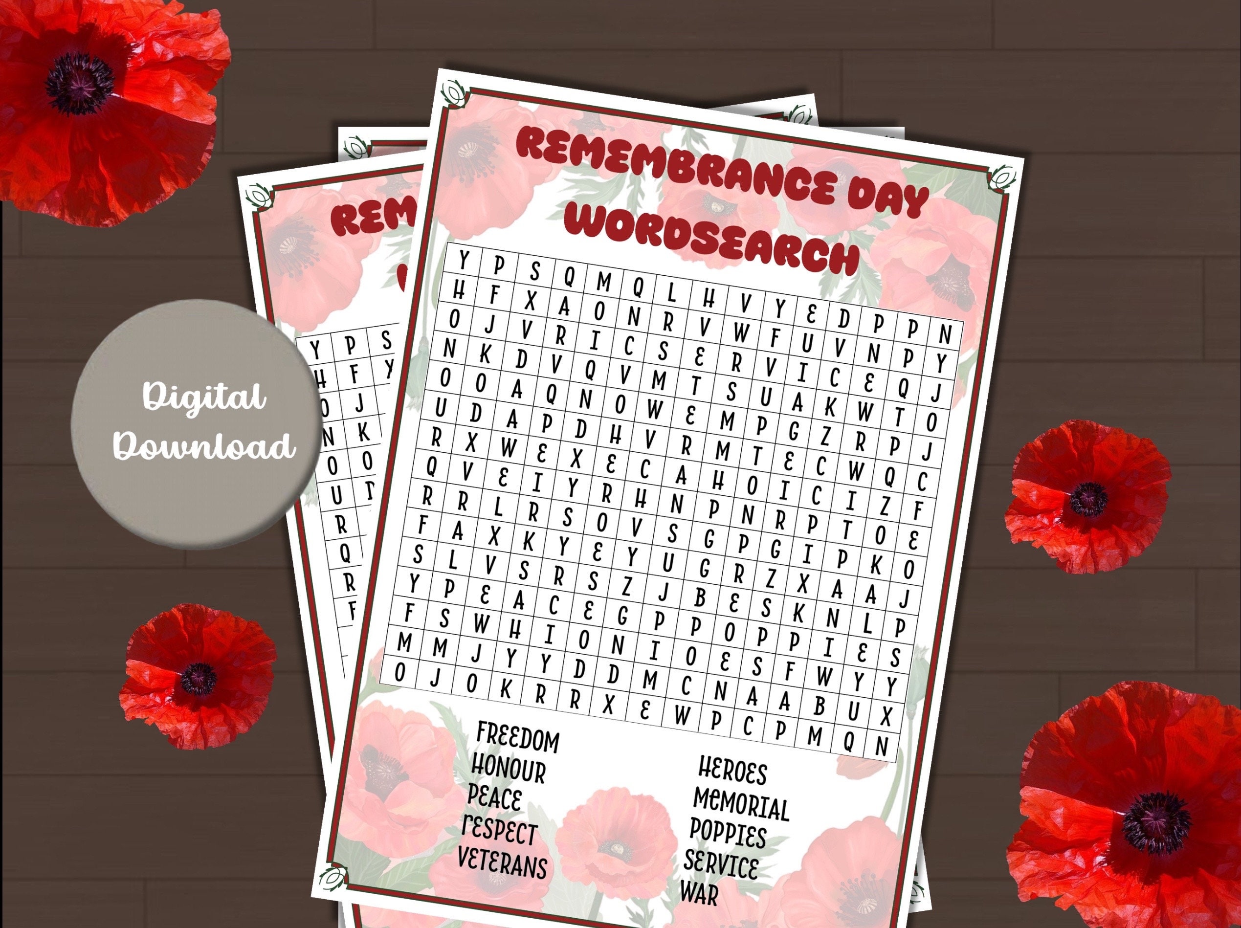 Remembrance Day Printable Word Search Printable Veterans Activity ...