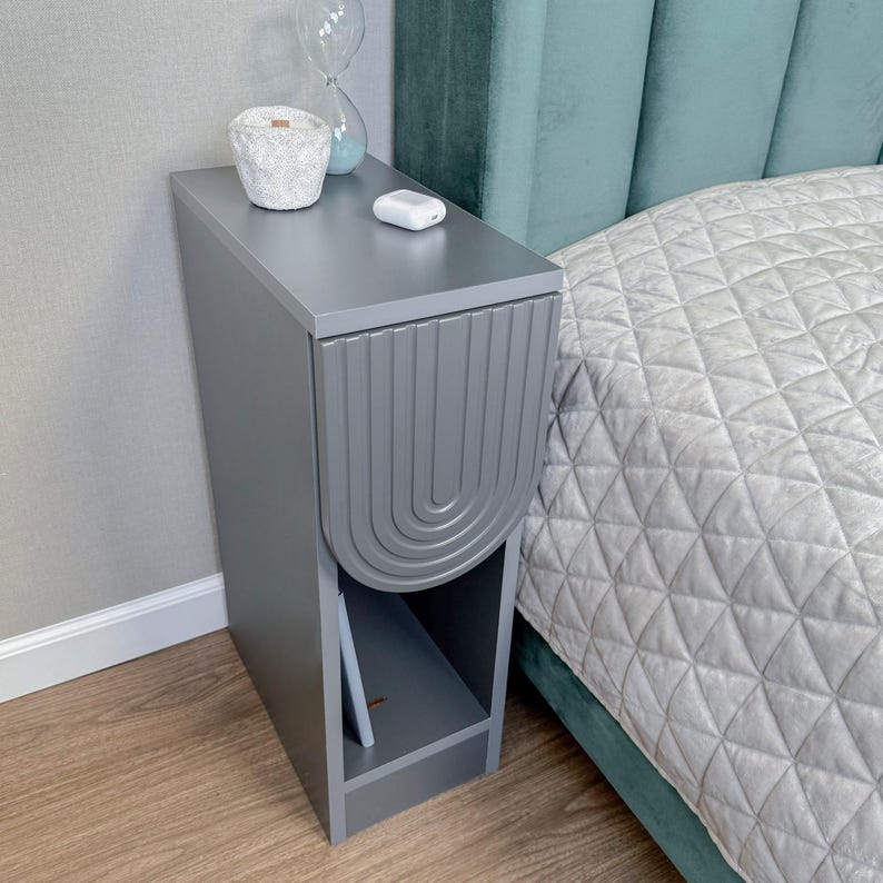 Set of 2 Bedside Tables Small White Nightstands With Storage Pair of ...