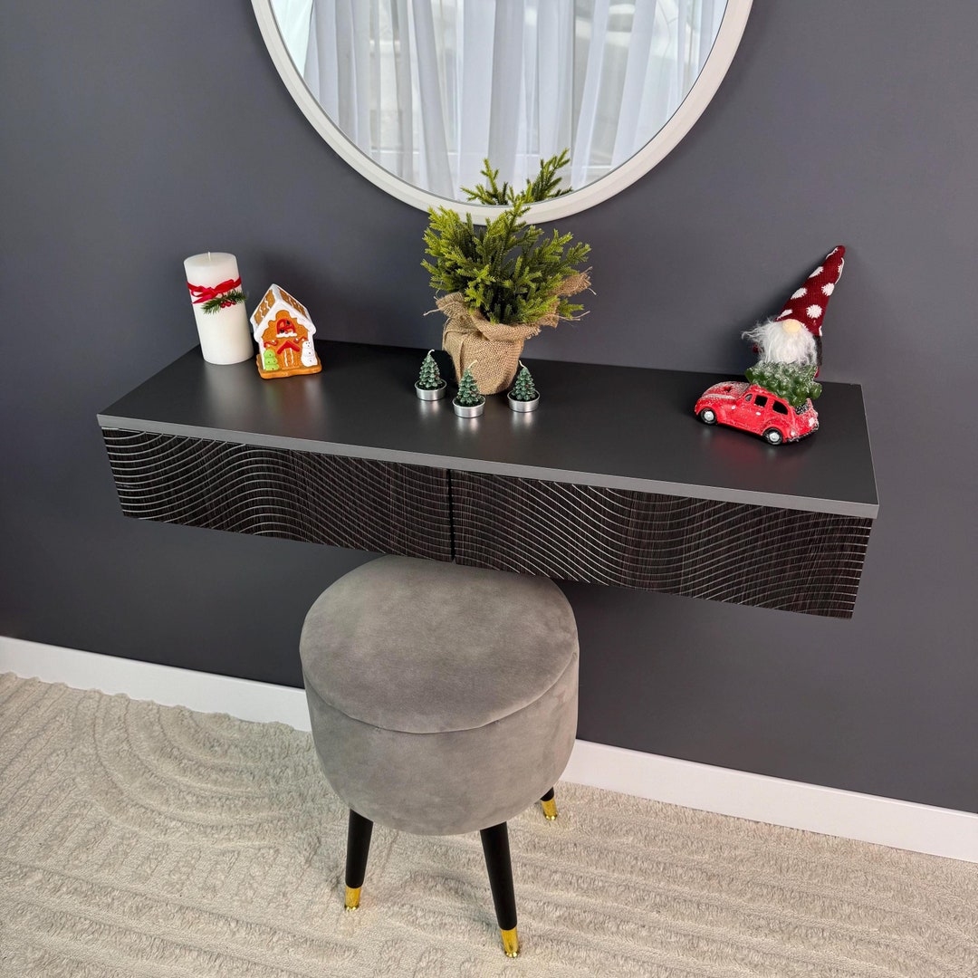 Wall-mounted Makeup Table: Contemporary Floating Dresser With Drawers ...