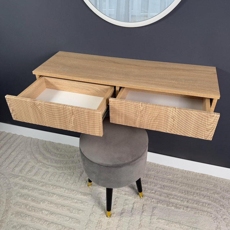 Wall-mounted Makeup Table: Contemporary Floating Dresser With Drawers ...
