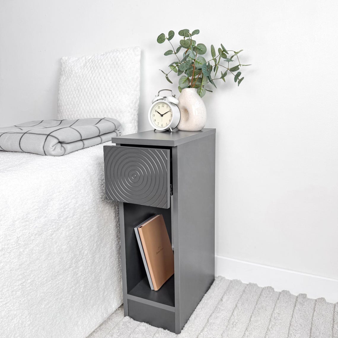 Narrow Bedside Table: Modern Minimalist Nightstand, Small Space ...