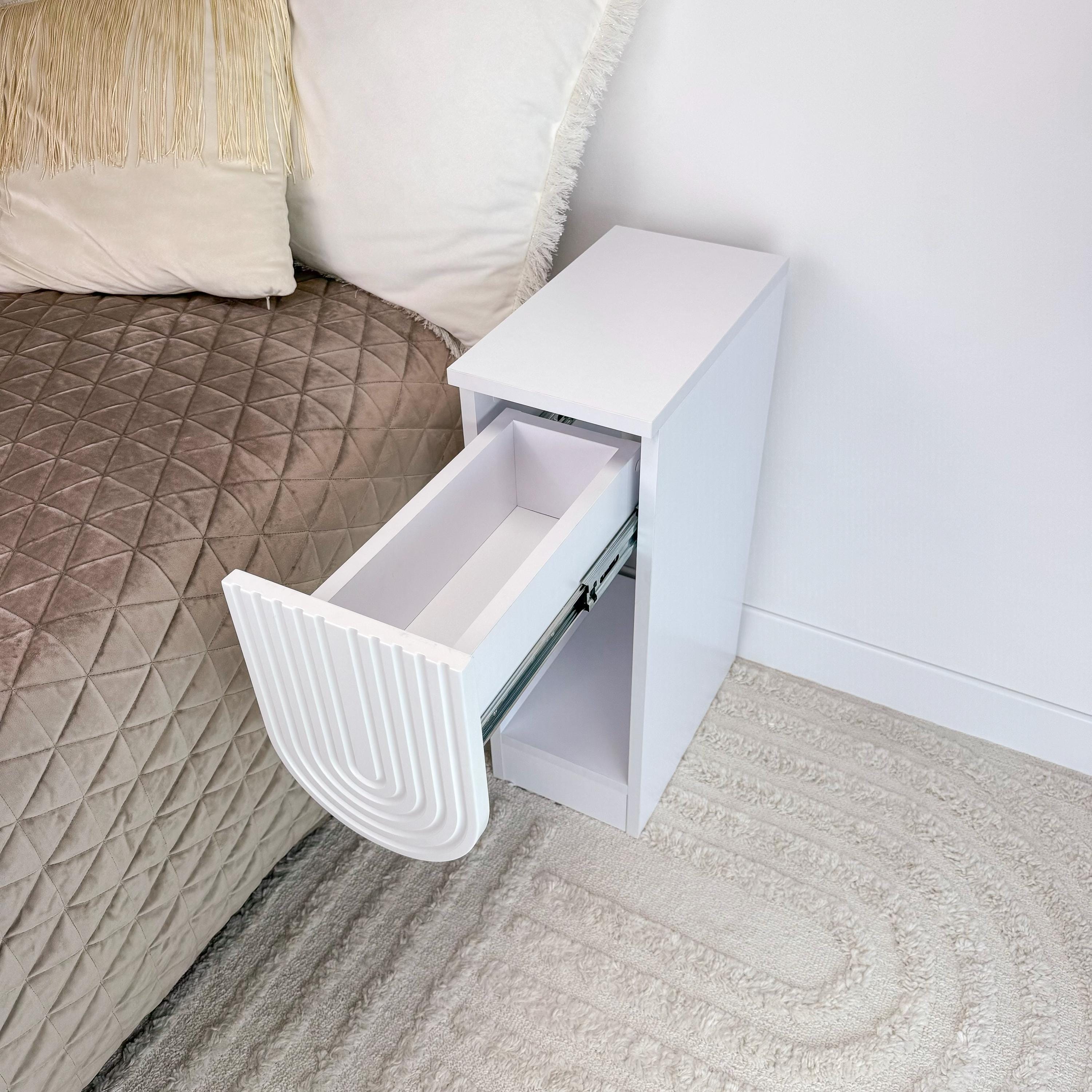 White Bedside Table Set of 2, Slim Nightstands With Drawer - Etsy