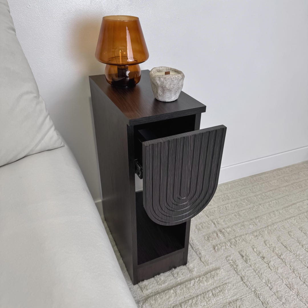 Slim Bedside Table: Mid-century Modern Narrow Nightstand - Etsy