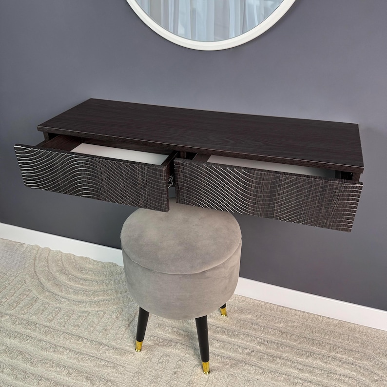 Wall-mounted Makeup Table: Contemporary Floating Dresser With Drawers ...