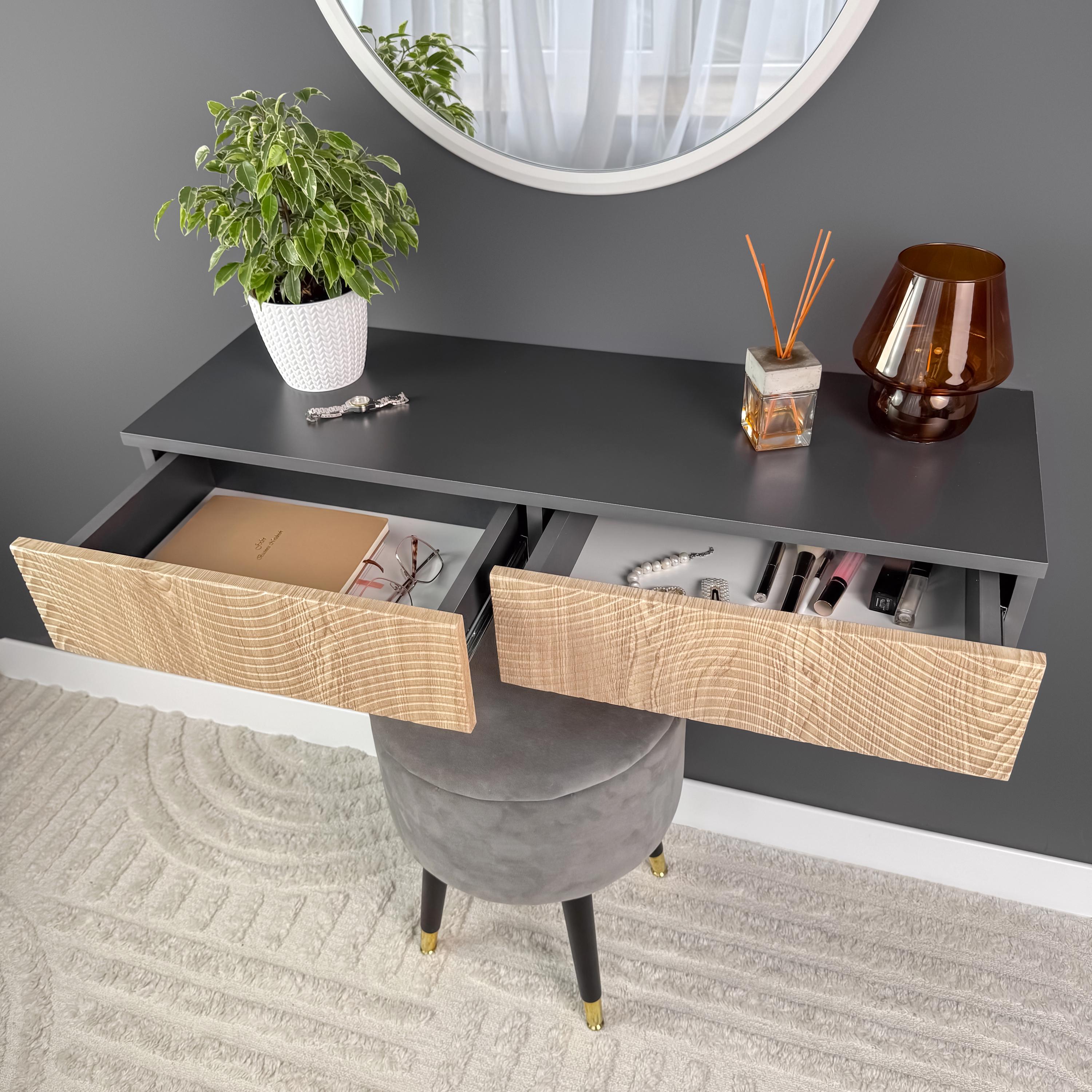 Floating Vanity Custom Size Compact Makeup Station With Drawers ...