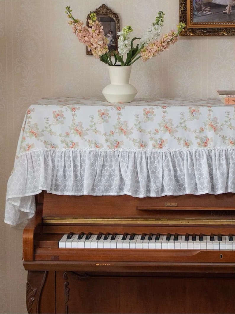 Vintage French Country Style Tablecloth Floral Ruffle Tablecloth ...