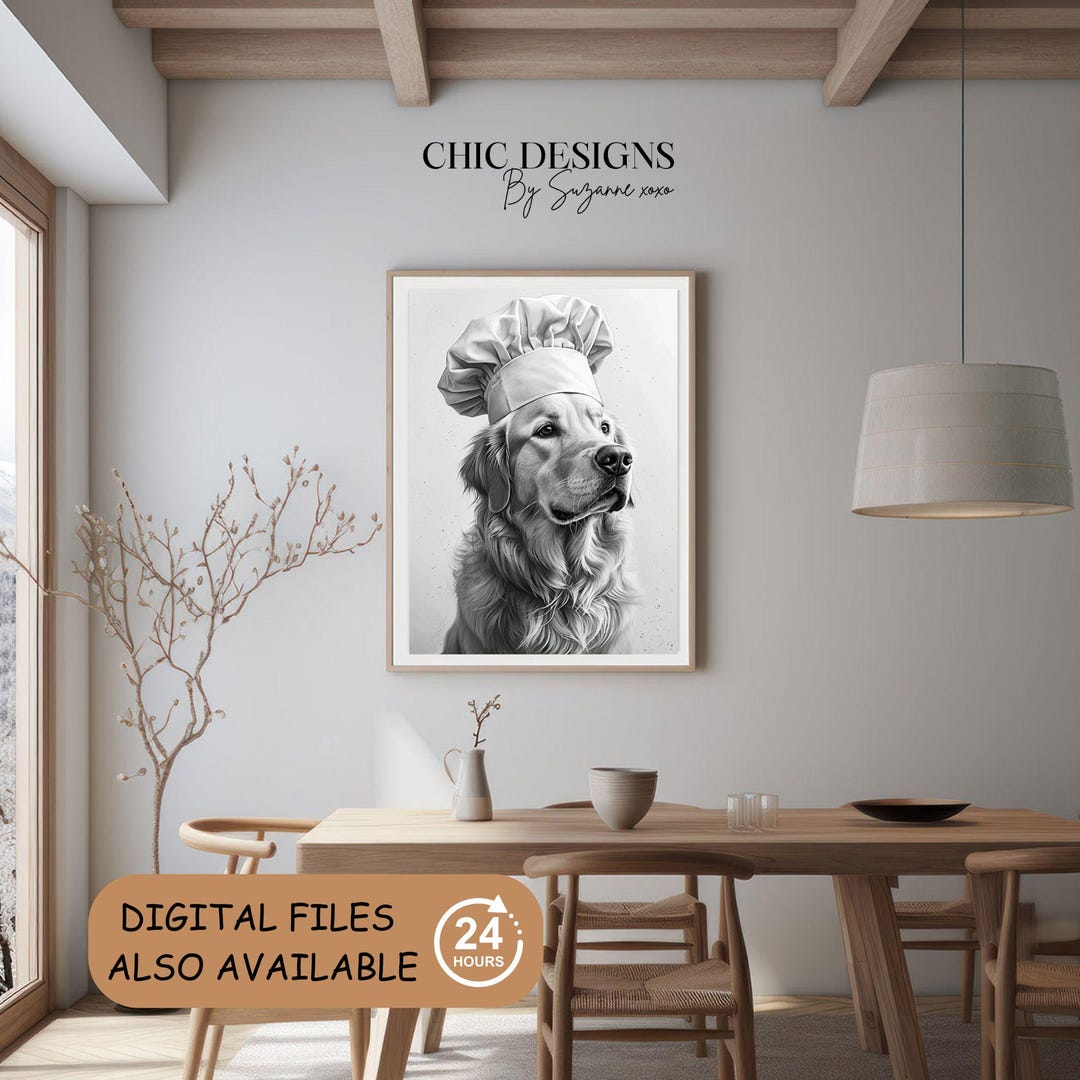 Digital Custom Pet Portraits, Dog Cafe, Custom Kitchen Dog Wall Art ...