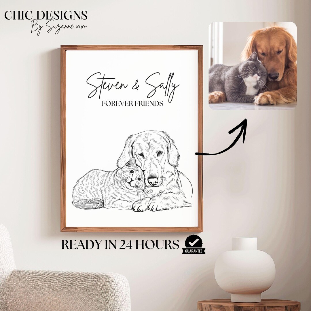 Digital Faceless Portrait, Custom Dog Drawing, Pet Memory Ideas ...