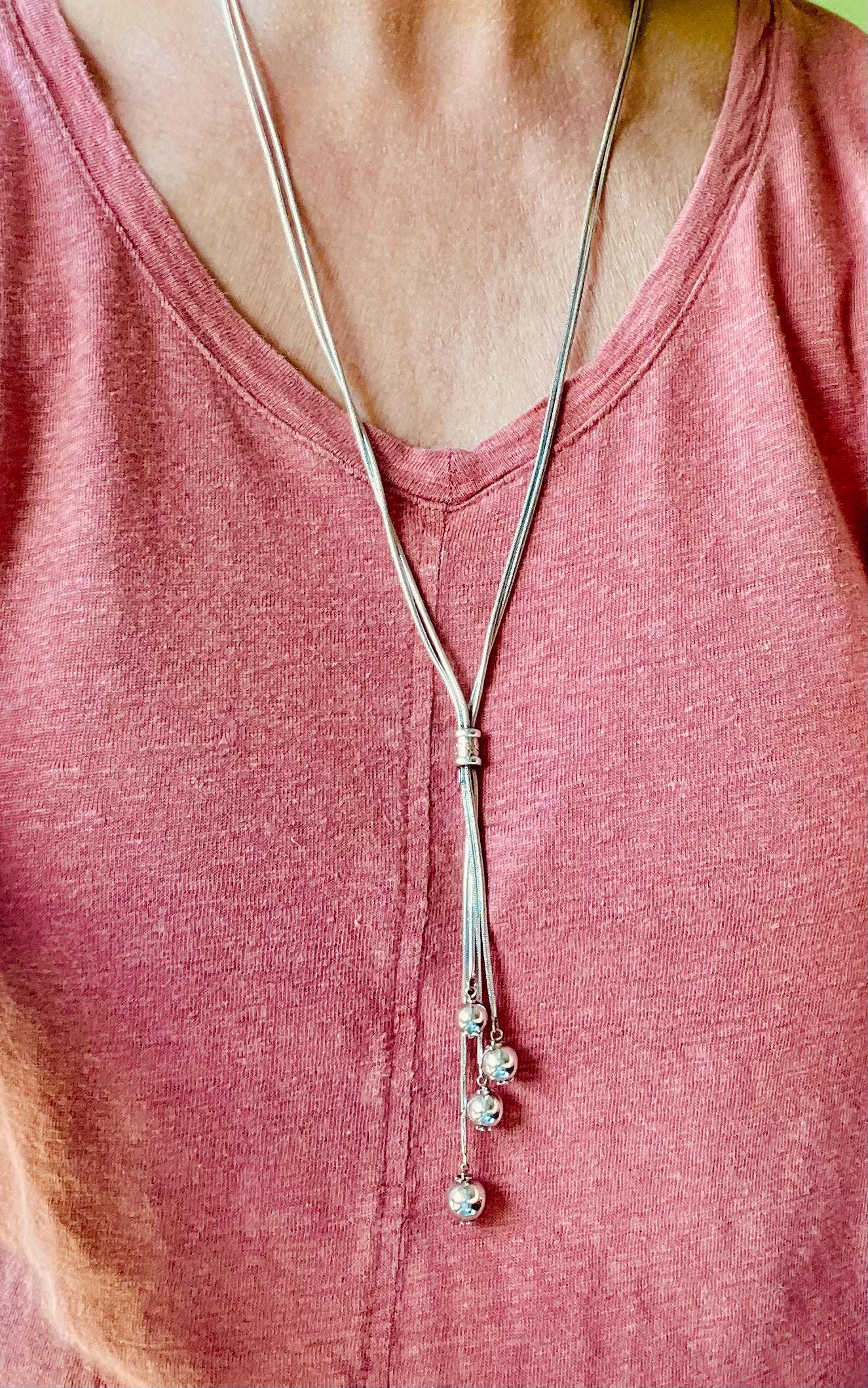 Vintage Sterling Silver Long Bolo Style Necklace - Etsy