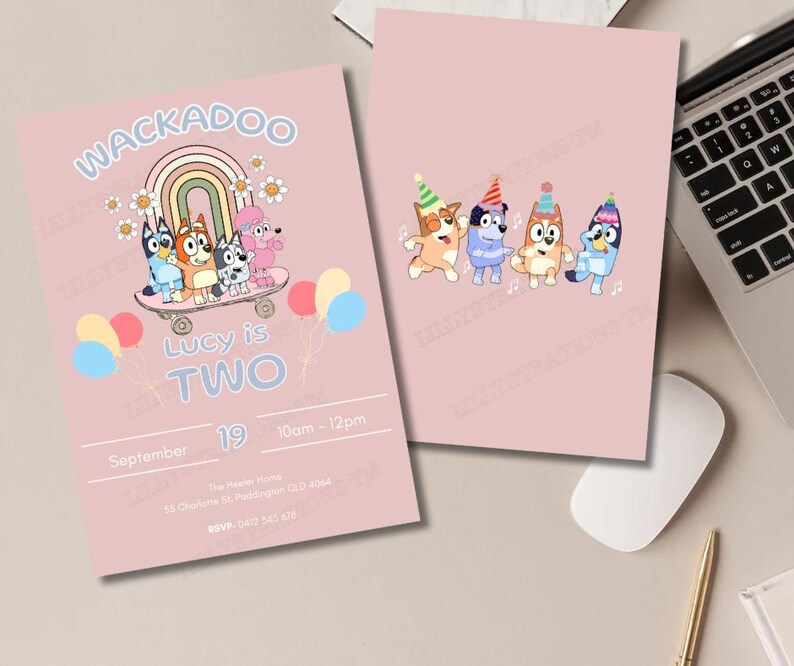 Girl Bluey Birthday Invitation, Bluey Invitation Template, Digital ...