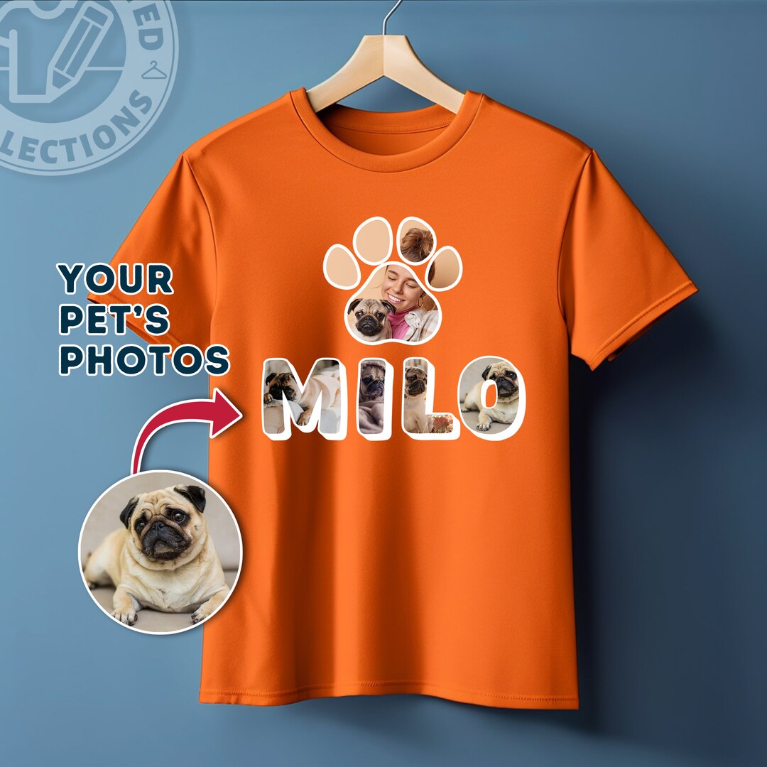 Personalized Pet Portrait Shirt, Custom Pet Name & Image Tee Unique Dog ...