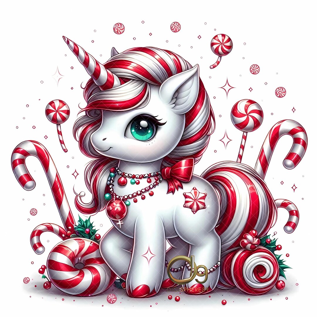 Candy Cane Unicorn Clipart,set of 11 Jpegs,christmas Unicorn,holiday ...