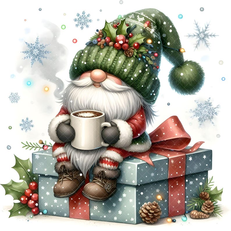 Winter Gnome Clipart, Set of 14 High Quality 300 DPI Jpegs, Christmas ...